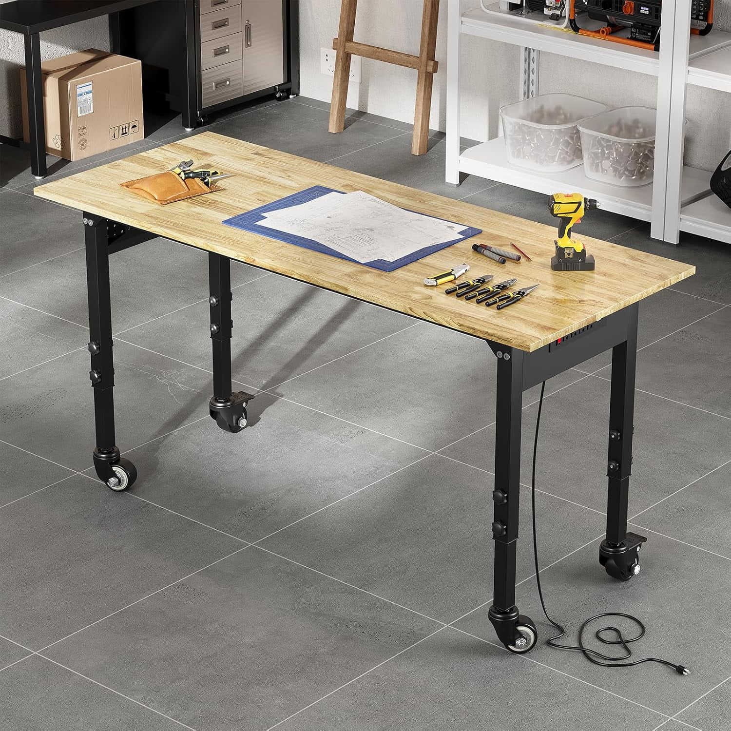 48" Adjustable Height Work Bench 60 Inch Work Table, Adjustable Height ...