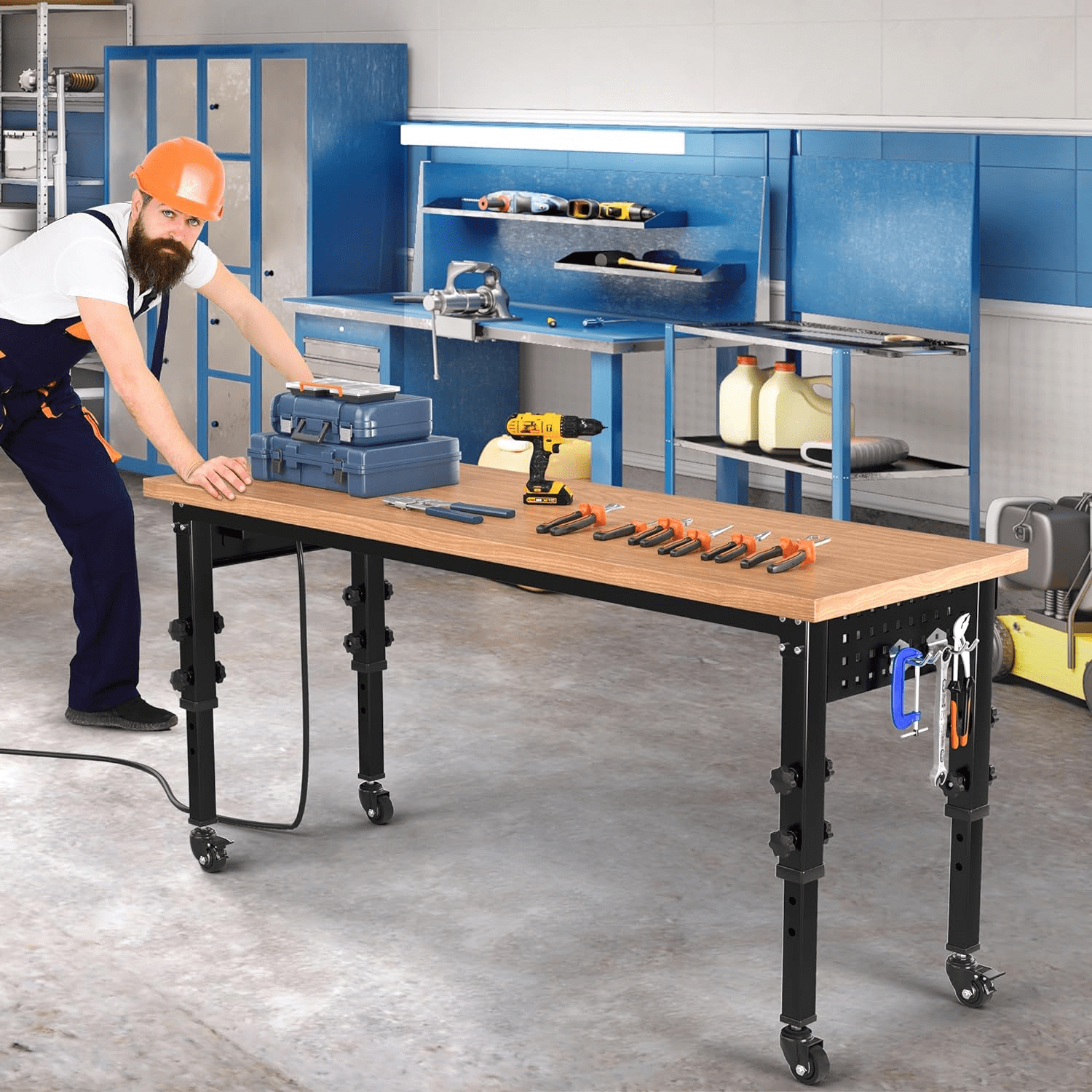 48" Adjustable Height Work Bench 60 Inch Work Table, Adjustable Height ...