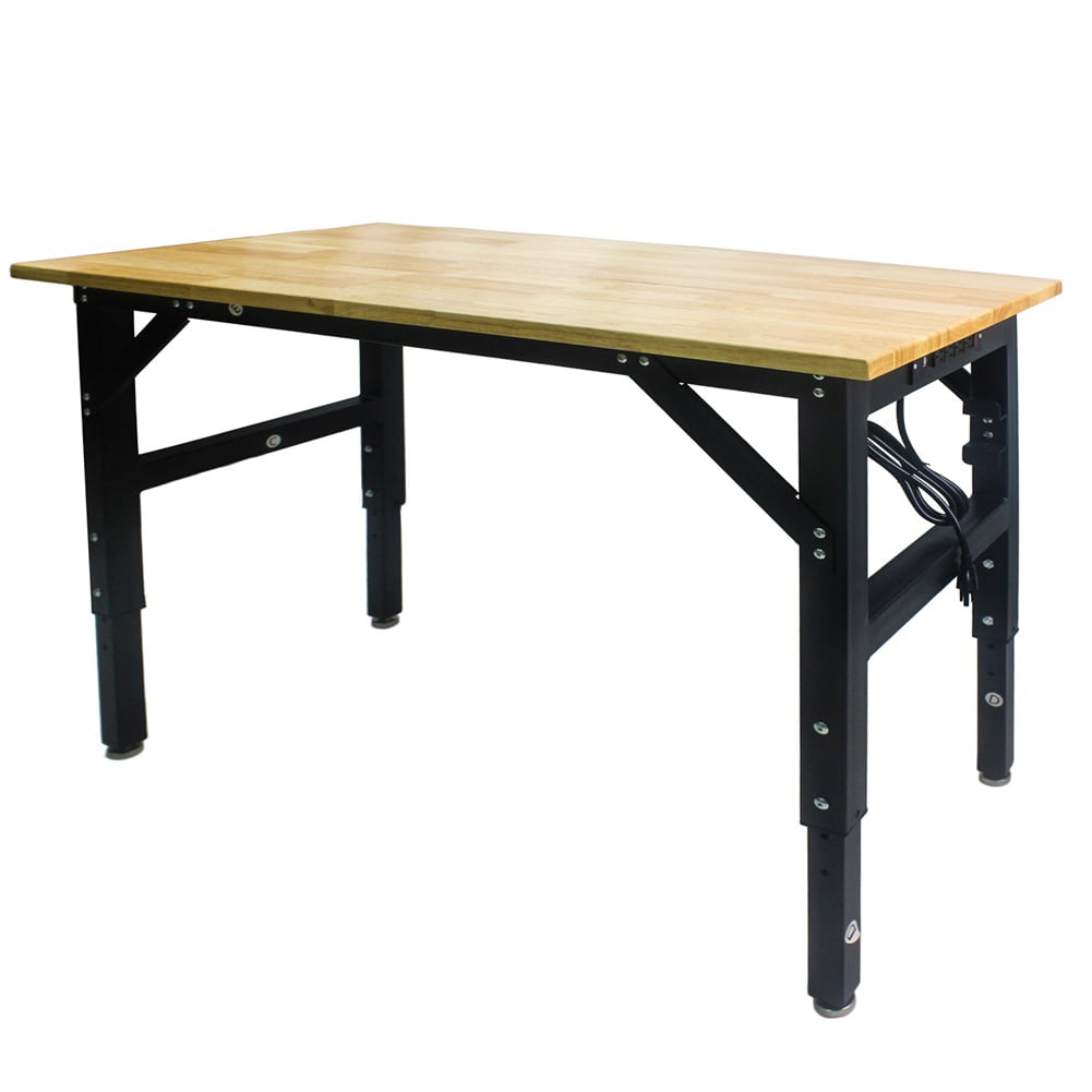 48" Adjustable Workbench, Hardwood Workbench with Power Outlets ...