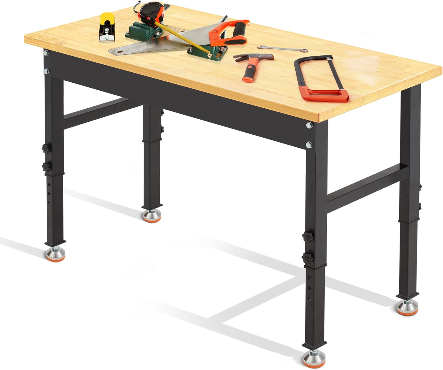 48" Adjustable Workbench,Heavy Duty Workstation with Rubber Wood Top ...