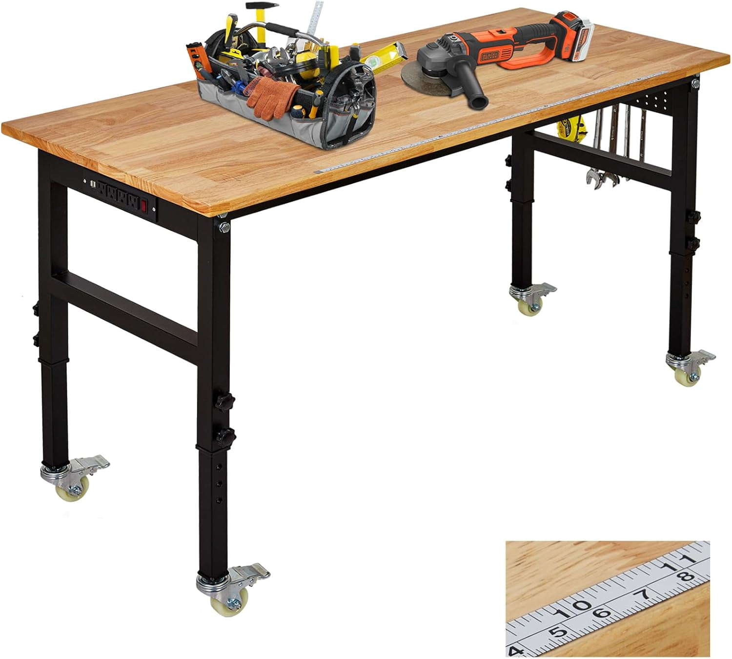 48" Adjustable Workbench with Power Outlet,2000 Lbs Capacity Heavy Duty ...