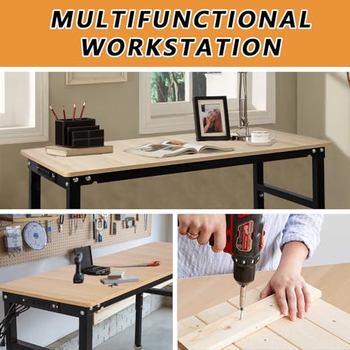 48'' Adjustable Workbench with Power Outlet, Work Table for Garage,2000 ...