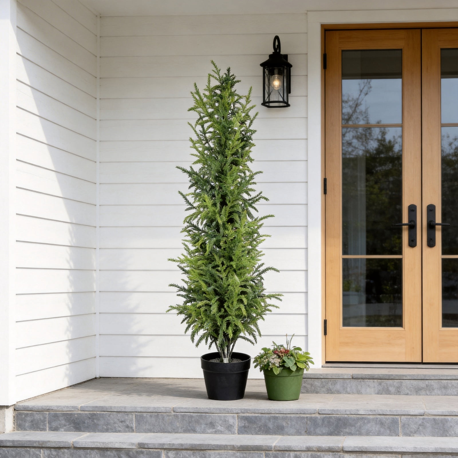 48" Artificial Real Touch Pine Tree In Black Plastic Pot,Features A ...