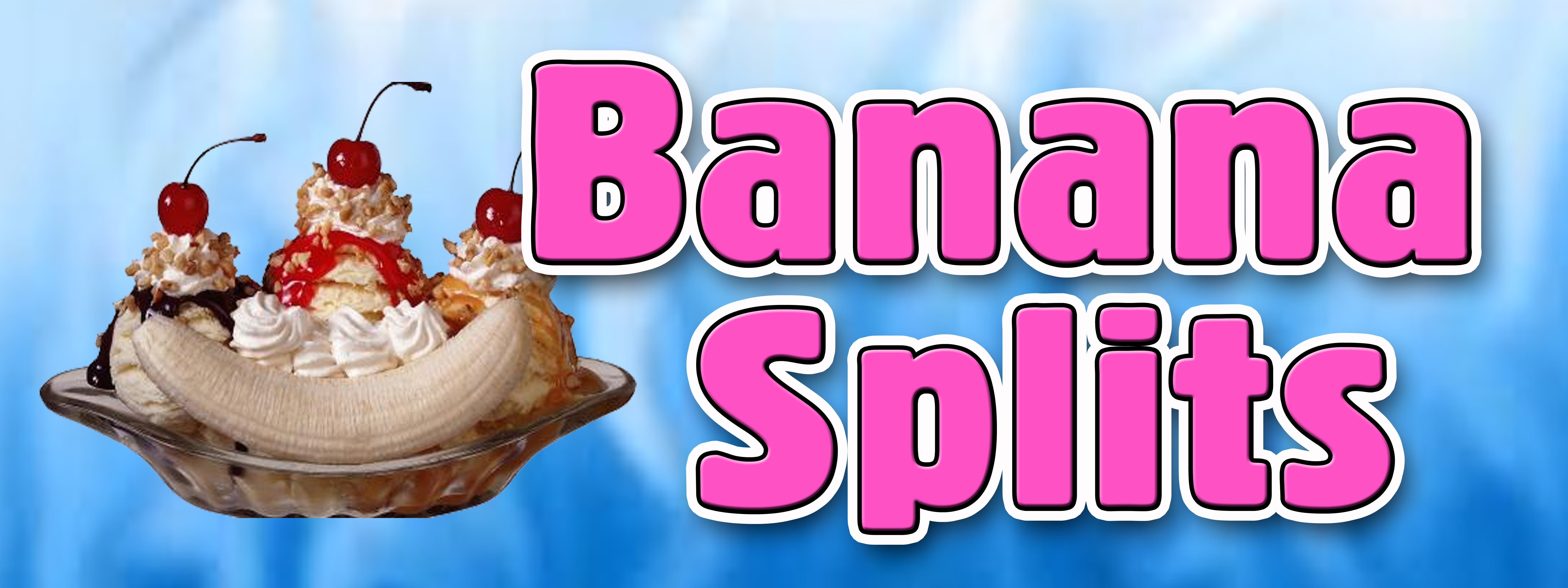 48" BANANA SPLITS DECAL sticker ice cream sundae soda homemade creamy ...