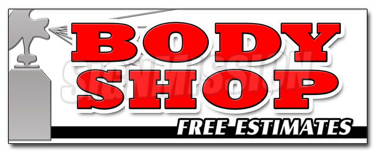 48" BODY SHOP FREE ESTIMATES DECAL sticker collision repair insurance ...