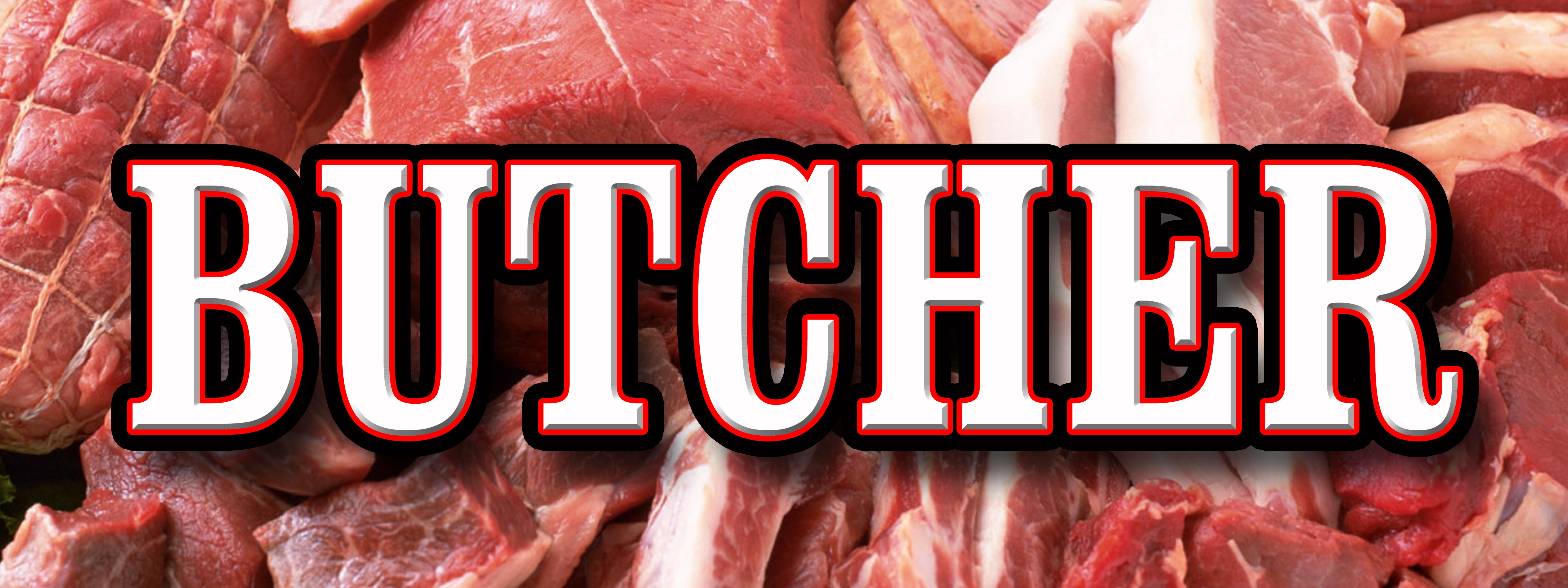 48" BUTCHER DECAL sticker shop meat quality usda beef pork poultry ...