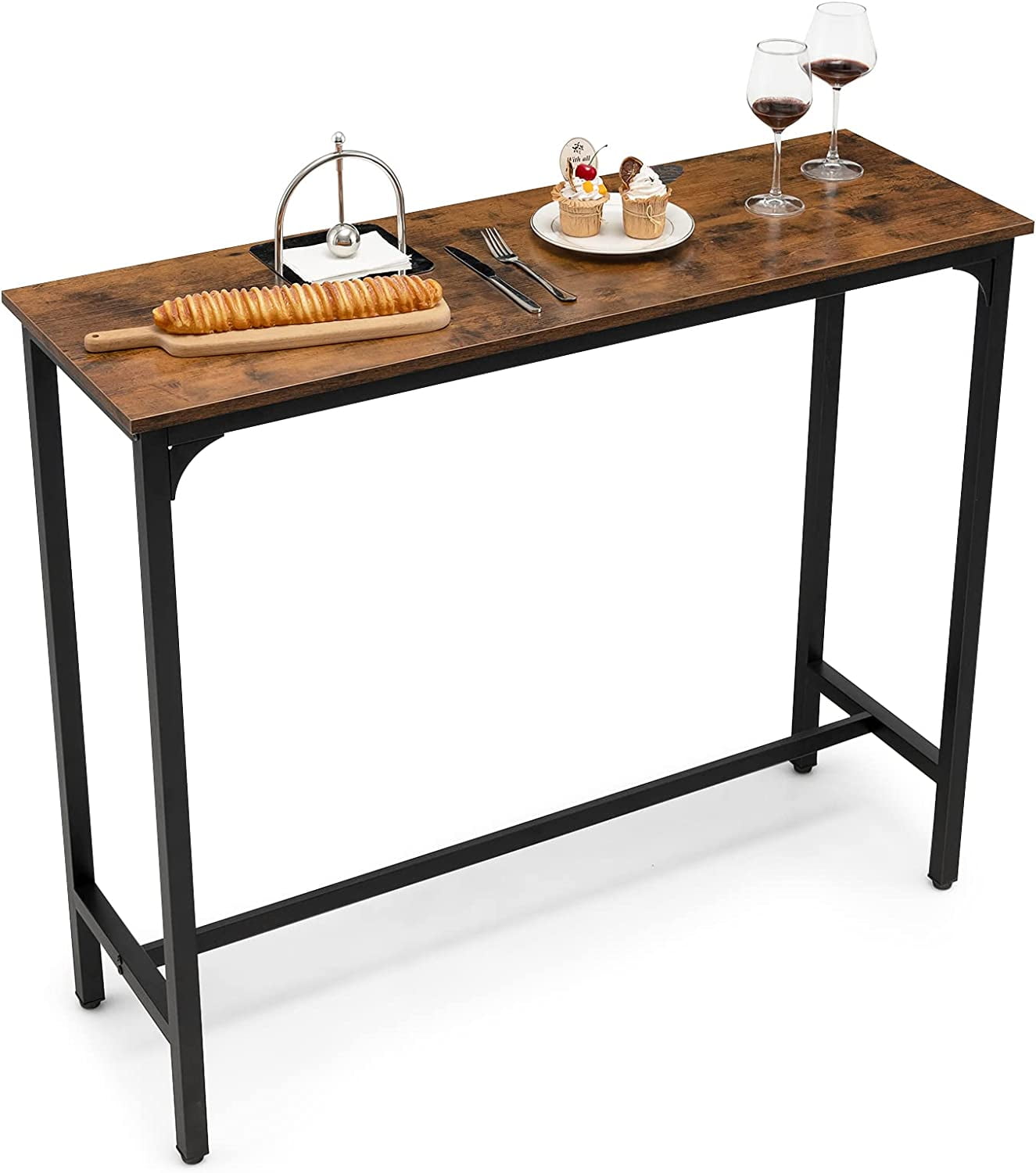 48” Bar Table, Industrial High Top Bar Table with Metal Frame ...