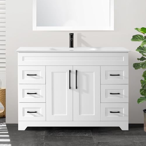 48’’ Bathroom Vanity with Sink,Undermount Rock Plate Countertop ...