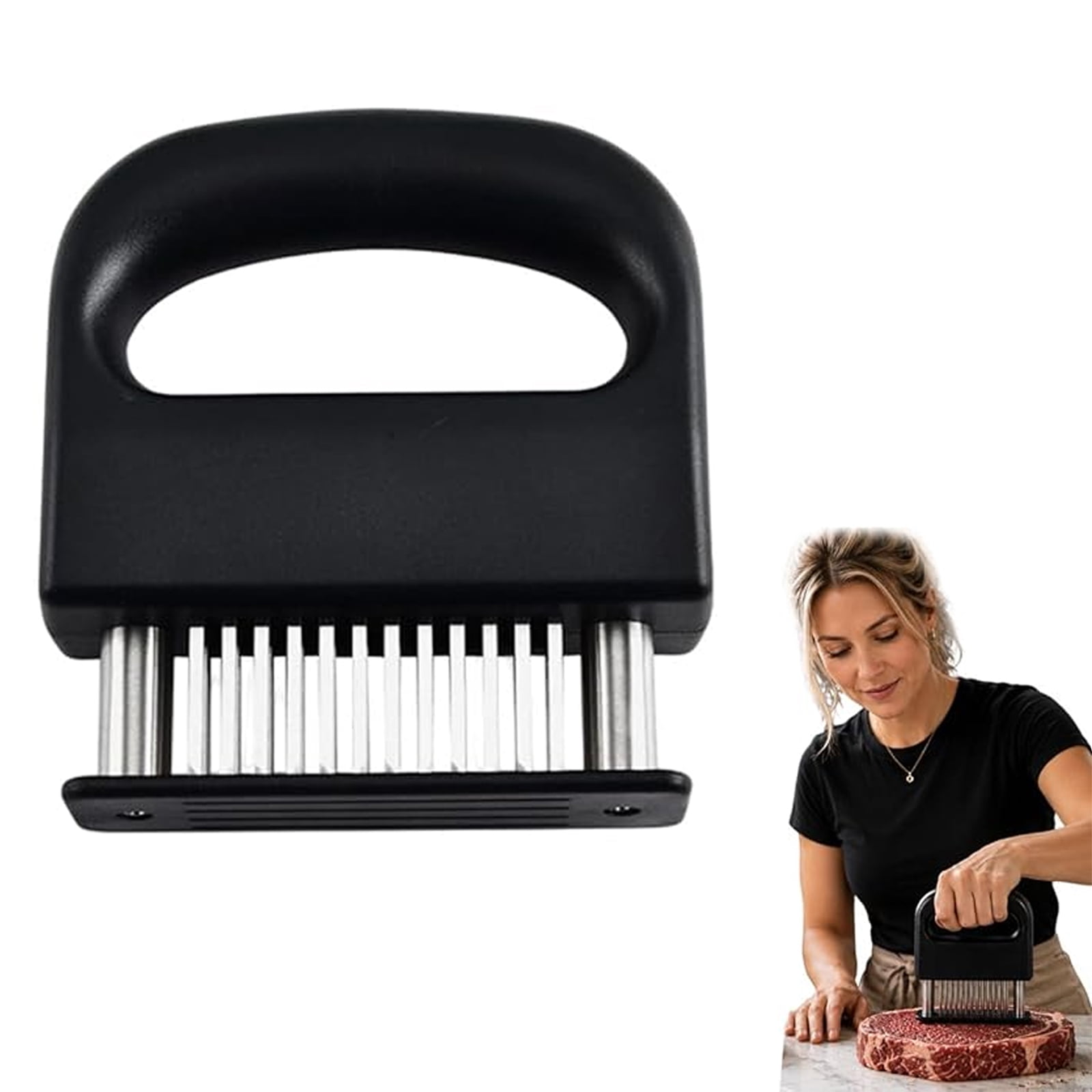 48-Blade Stainless Steel Meat Tenderizer, Manual Needle Tool for Steak ...