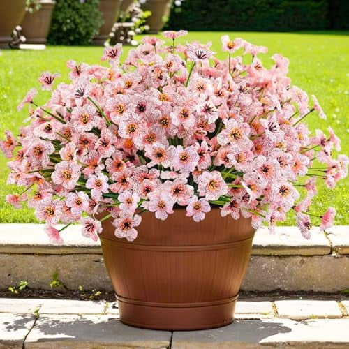 48 Bundles Outdoor Artificial Flowers UV Resistant Fake Silk Flowers ...
