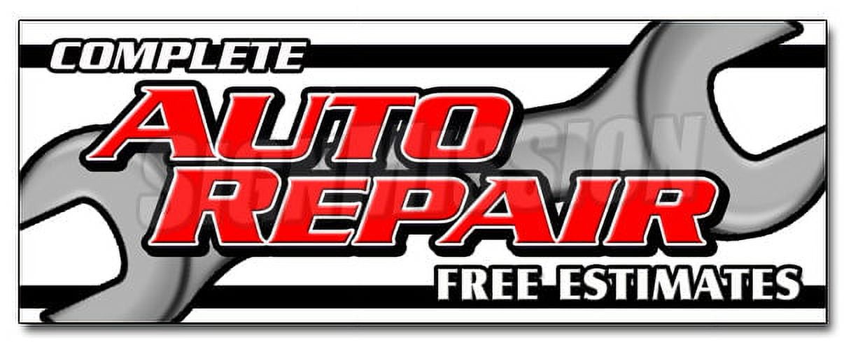 48" COMPLETE AUTO REPAIR FREE ESTIMATES DECAL sticker cars a/c brakes ...