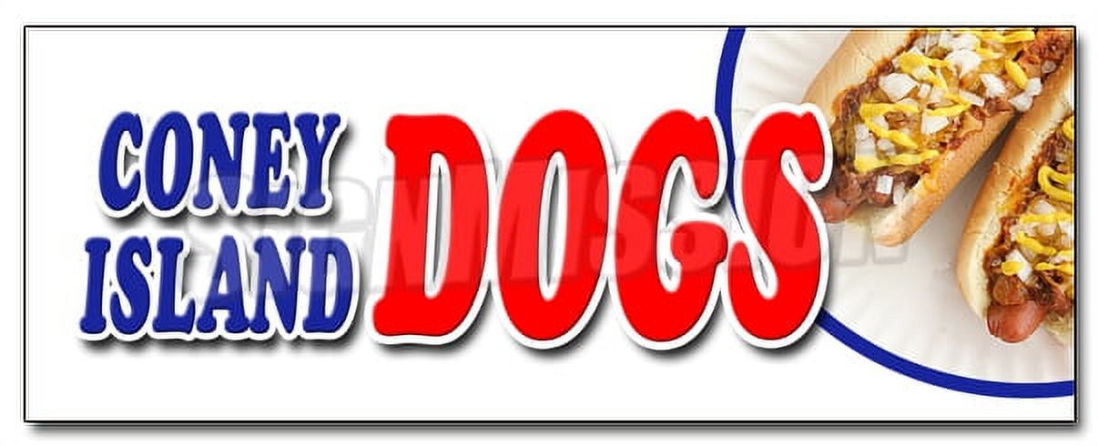 48" CONEY ISLAND DOGS DECAL sticker all beef chili grilled sauerkraut ...
