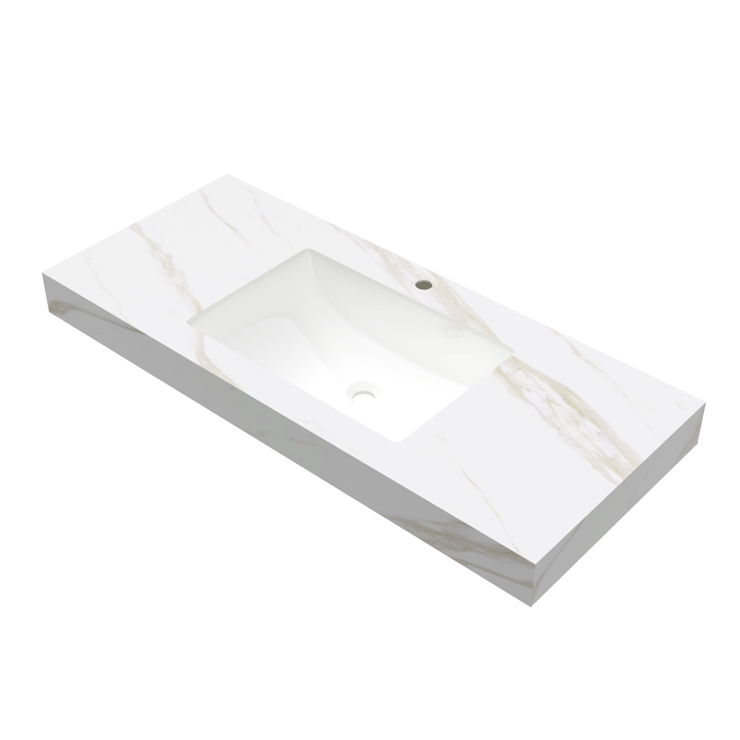 48" Calacatta Gold Sintered Stone Countertop and Undermount Ceramic ...
