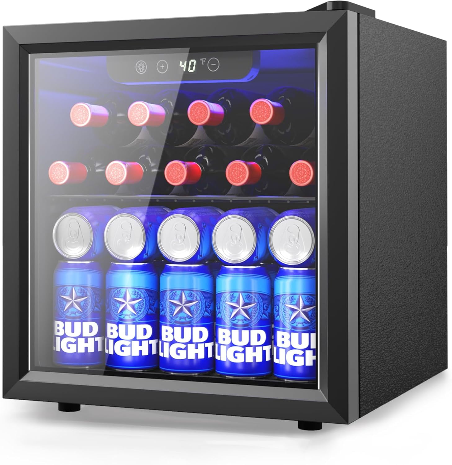 48 Can Beverage Refrigerator Cooler, Mini Fridge Glass Door with ...