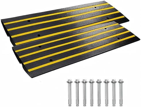 48" Car Driveway Rubber Curb Ramps, 2 Packs Heavy Duty Driveway Gutter ...