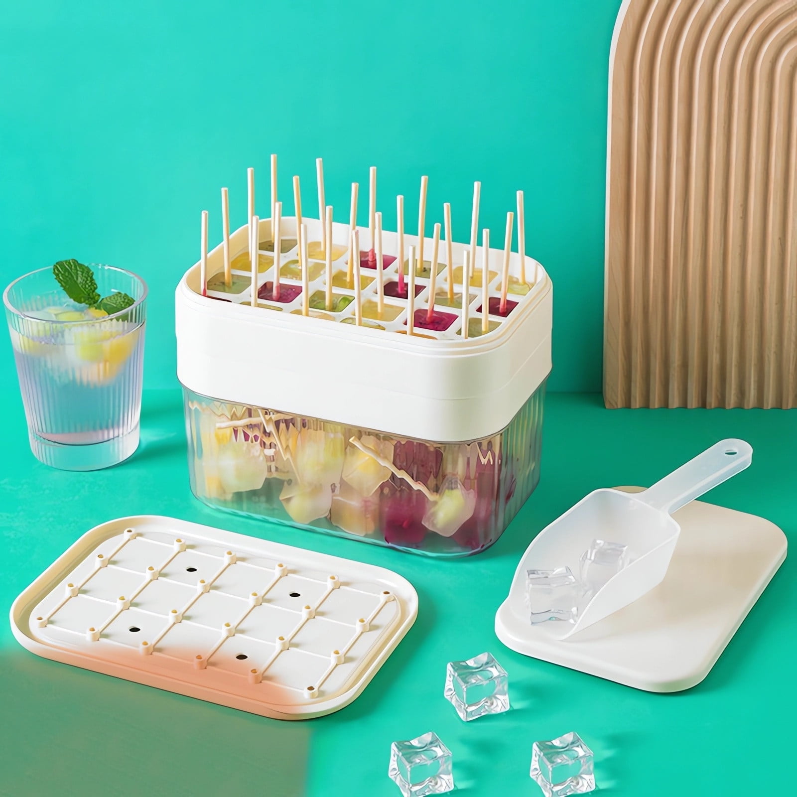 48-Cavity Push-Release Ice Cube Tray with 0.5-Gallon Storage Bin - BPA ...