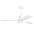 48" Ceiling Fan with Light, White, Solid Wood Blades, Remote ...