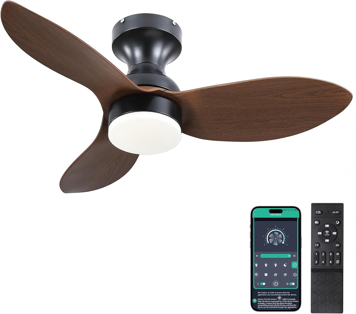 48" Ceiling Fans with Lights-Low Profile Ceiling Fan with Light and ...