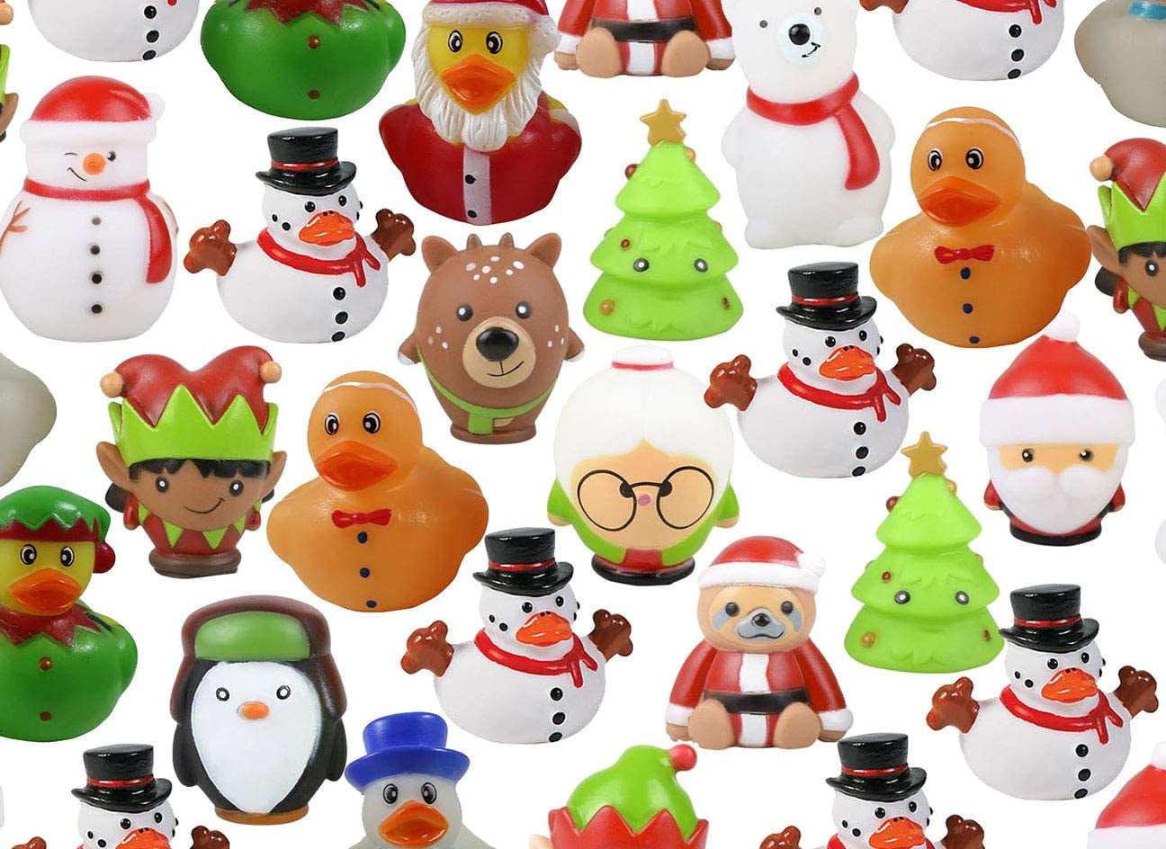 48 Christmas Vinyl Characters and Rubber Duckies - Santa, Gingerbread Man, Snowman, and Elf ...