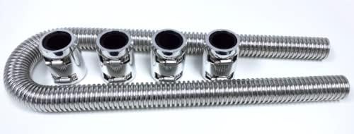 48" Chrome Stainless Flexible Radiator Hose Kit w/Polished Aluminum End ...
