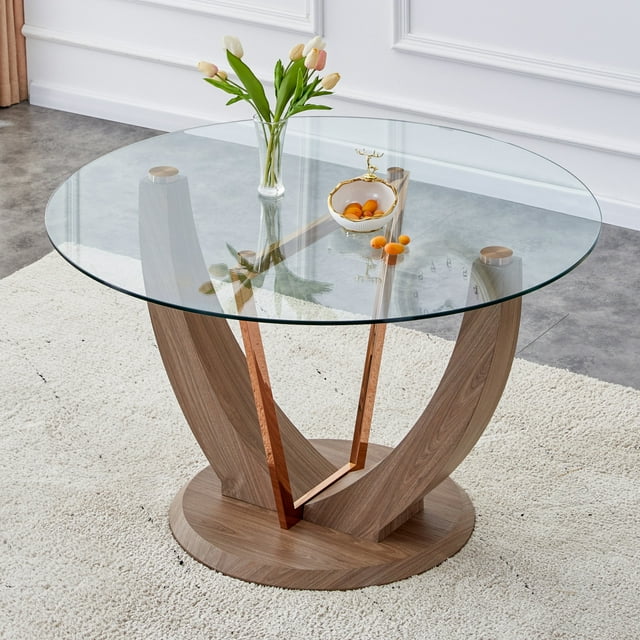 48" Circular Glass Table, Modern Minimalism Tempered Glass Dining Table ...