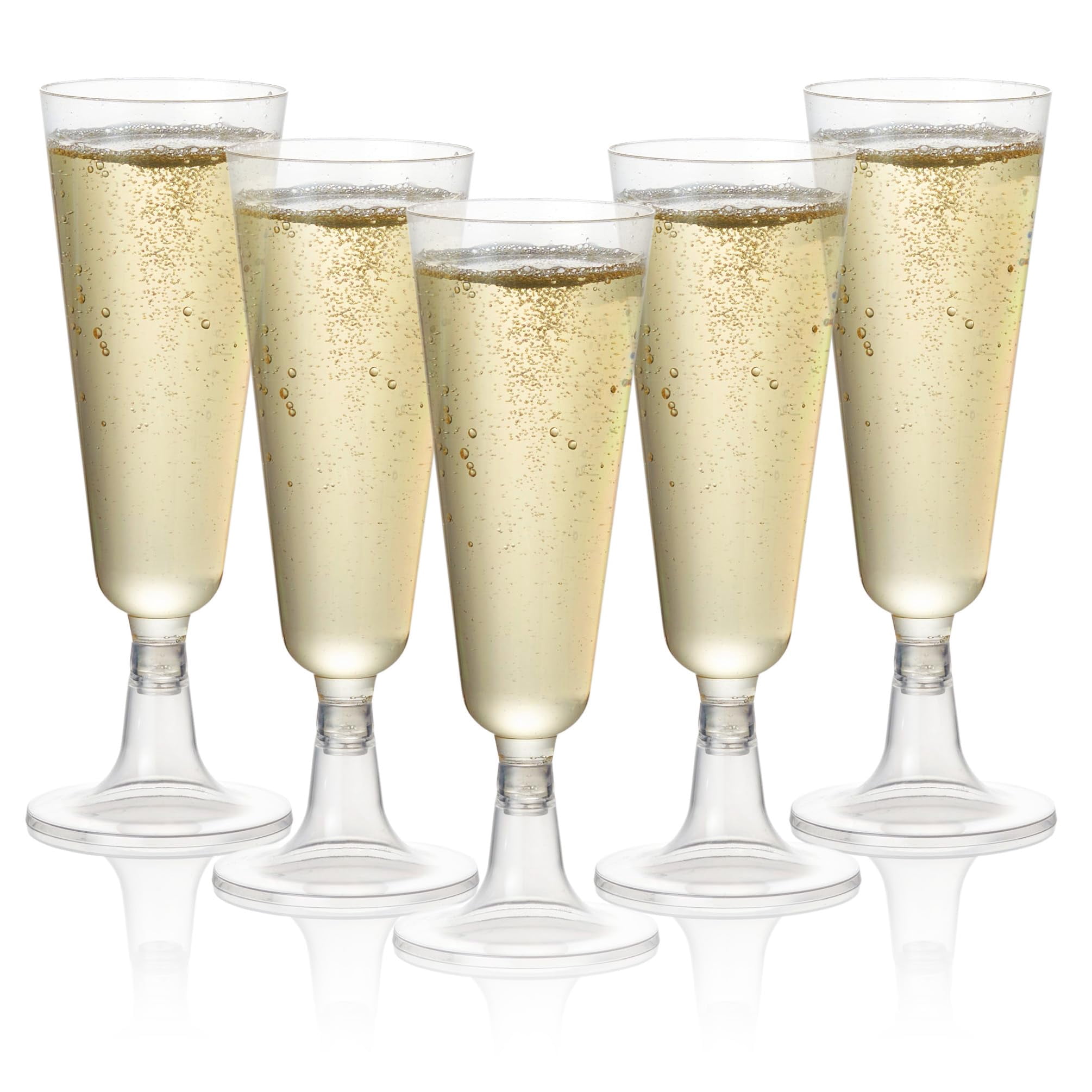 48 Clear Plastic Champagne Flutes, 5oz - Elegant, Sturdy & Reusable ...