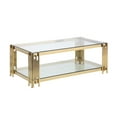 48" Coffee Table With Stainless Steel Frame Tempered Glass Top Double ...