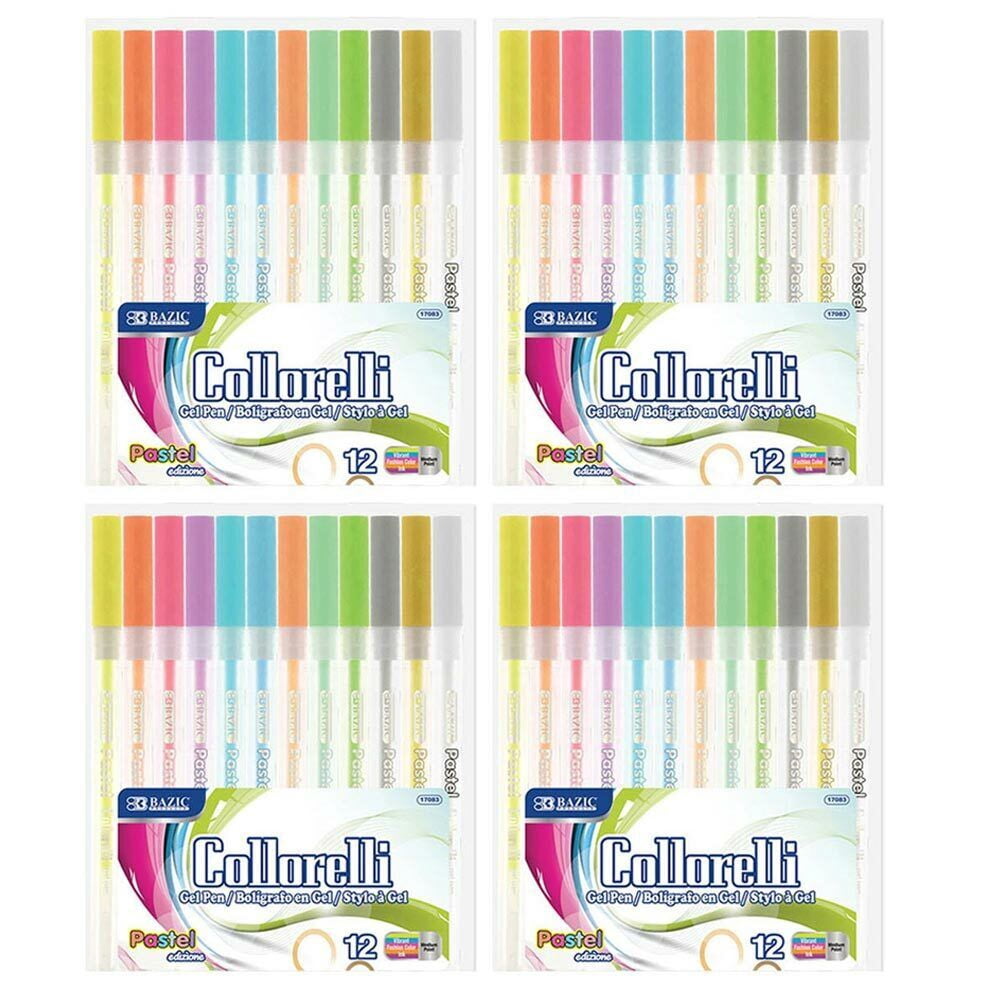 48 Color Gel Pens Pastel Art Markers Adult Coloring Book Drawing Craft ...
