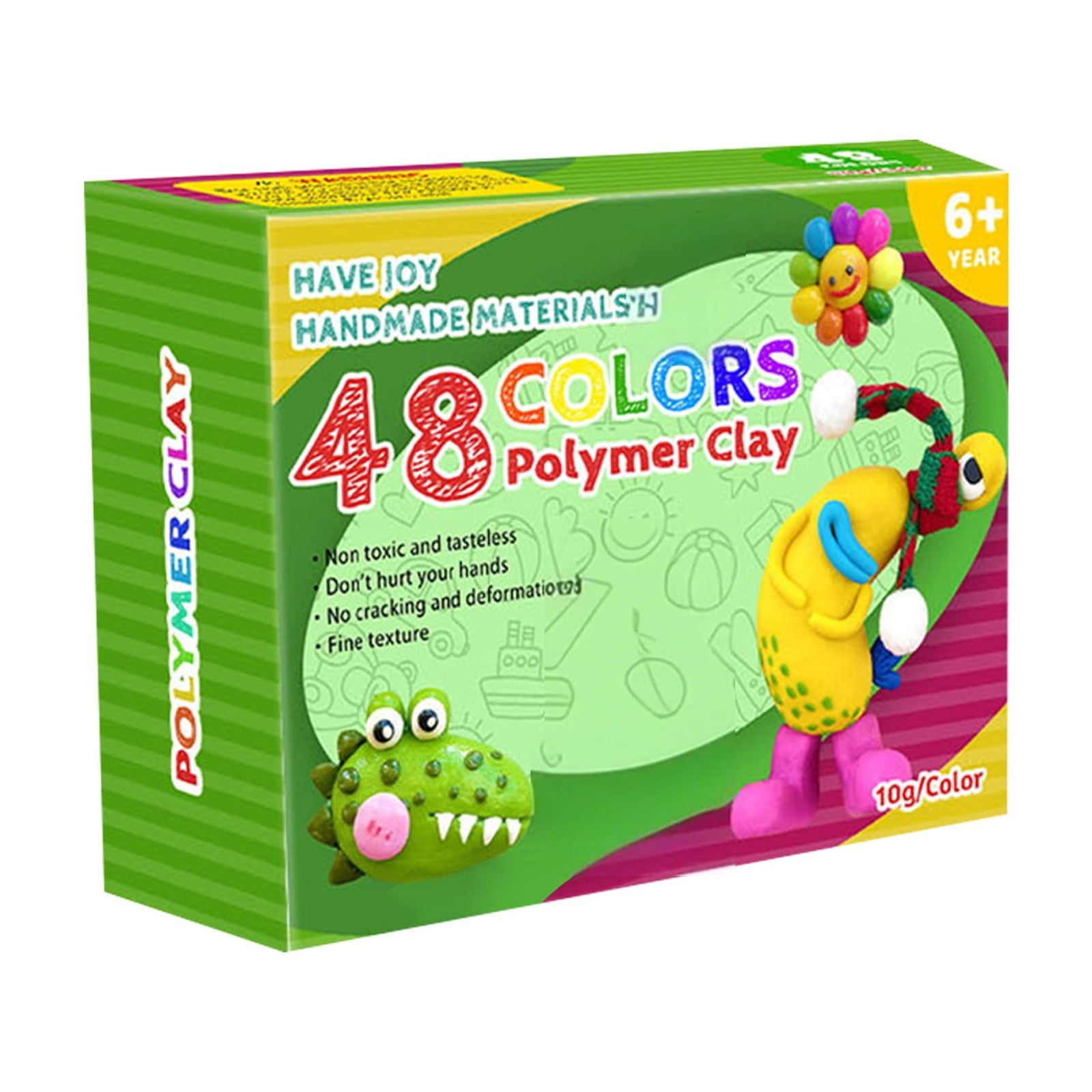 48 Colors Polymer Clay Set for Kids Non-Toxic, Soft, and Easy to Mold ...