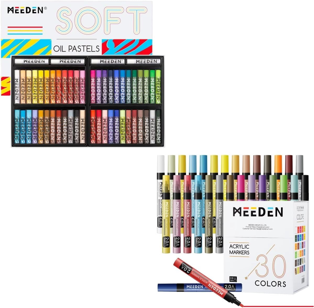 48 Colors Soft Oil Pastels Set and 30 Colors 3X Larger Capacity Acrylic ...