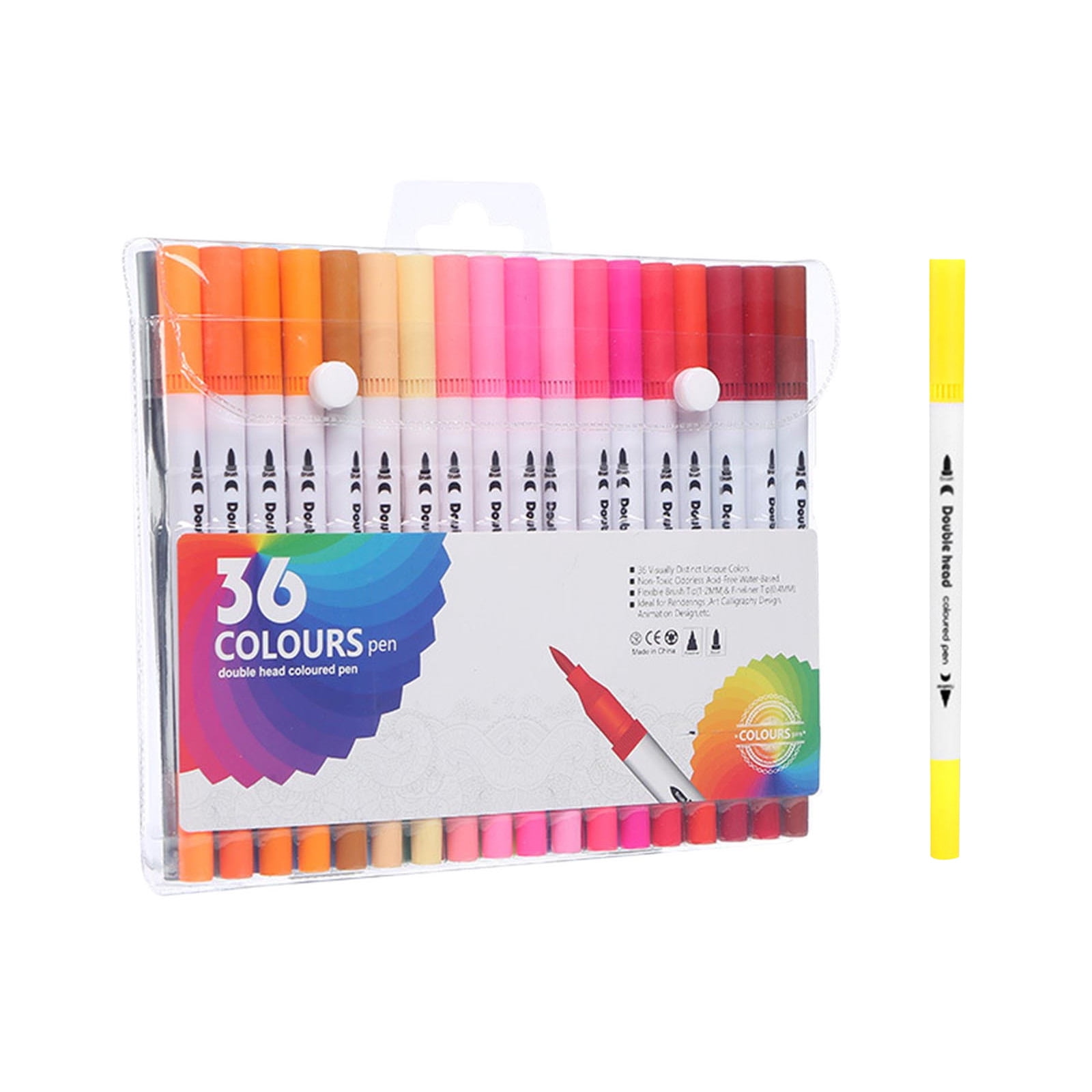 48 Colors Washable Dual-Tip Acrylic Paint Markers, Black Barrel Fine ...