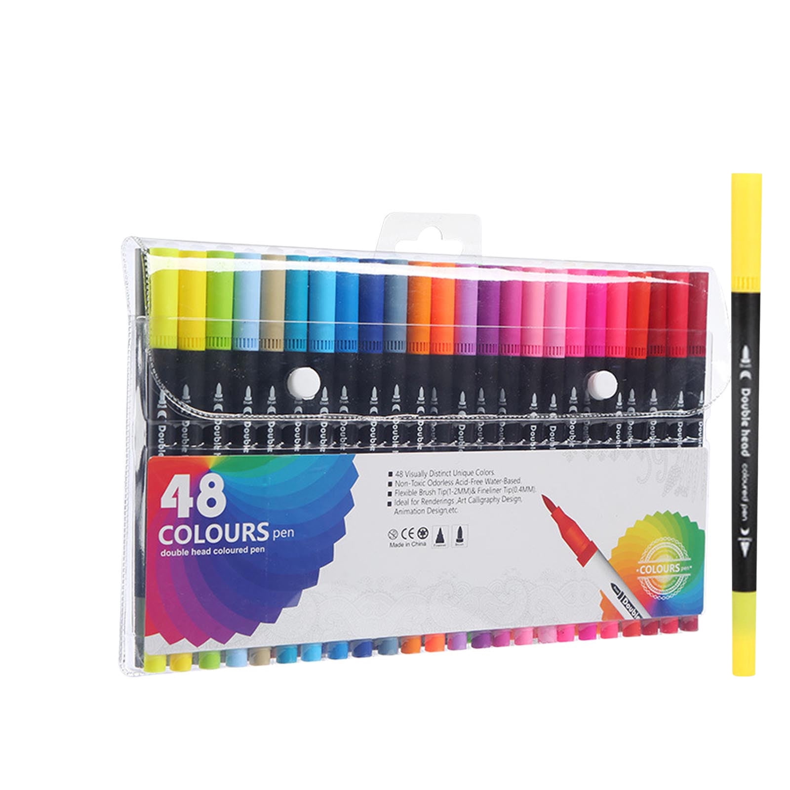 48 Colors Washable Dual-Tip Acrylic Paint Markers, White Barrel Fine ...