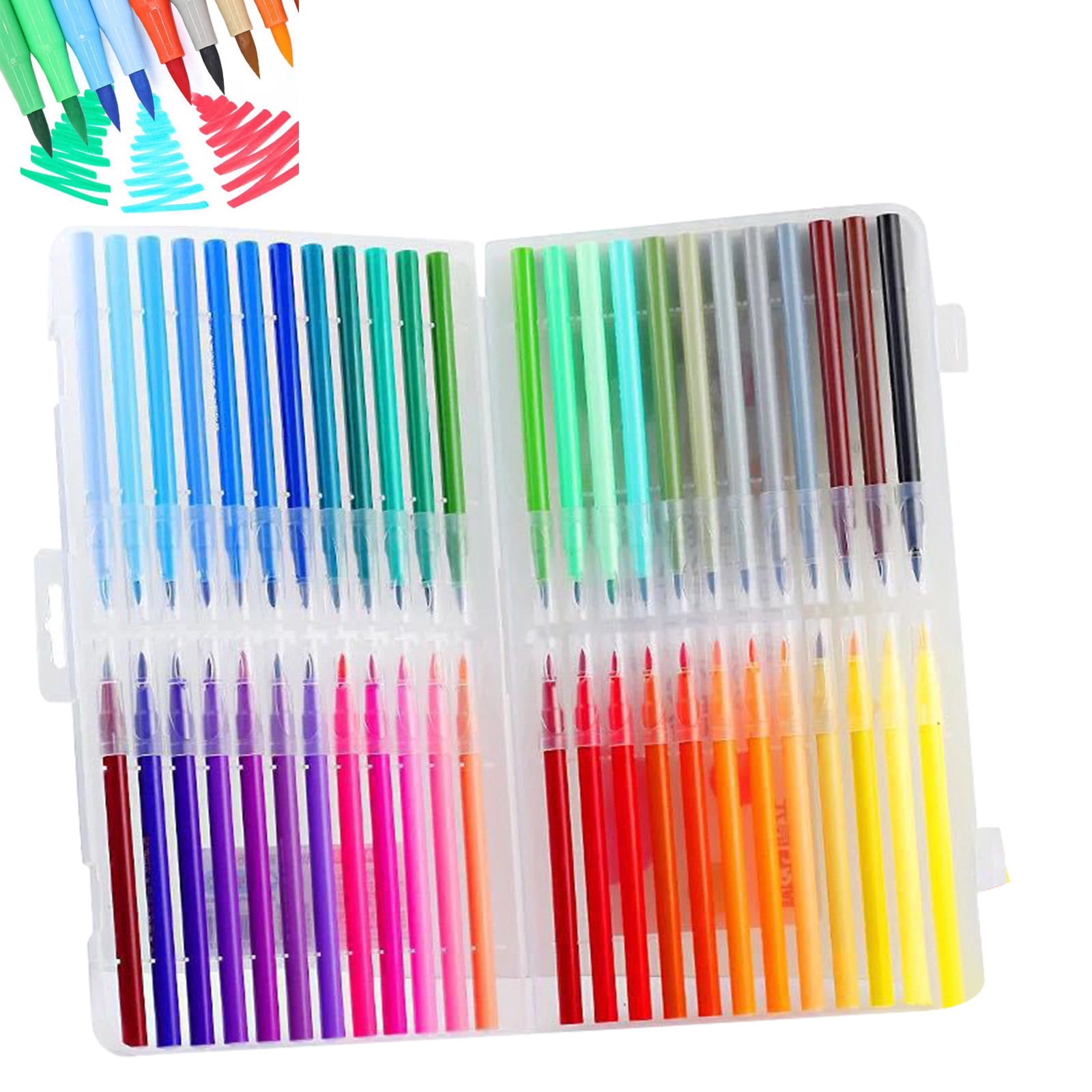 48 Colors Washable Paint Markers, Soft Brush Tip Pens, No Bleed Fade ...