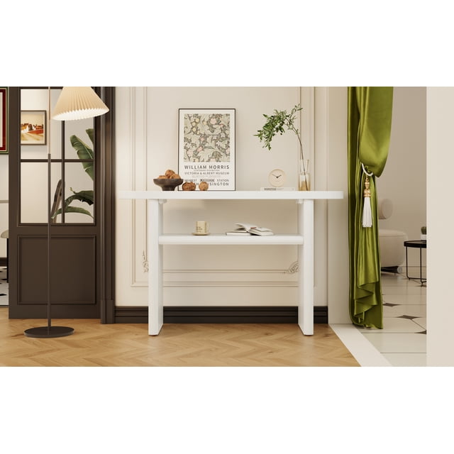 48" Console Table, Sofa Table with Rounded Edges and Sturdy Shelf ...