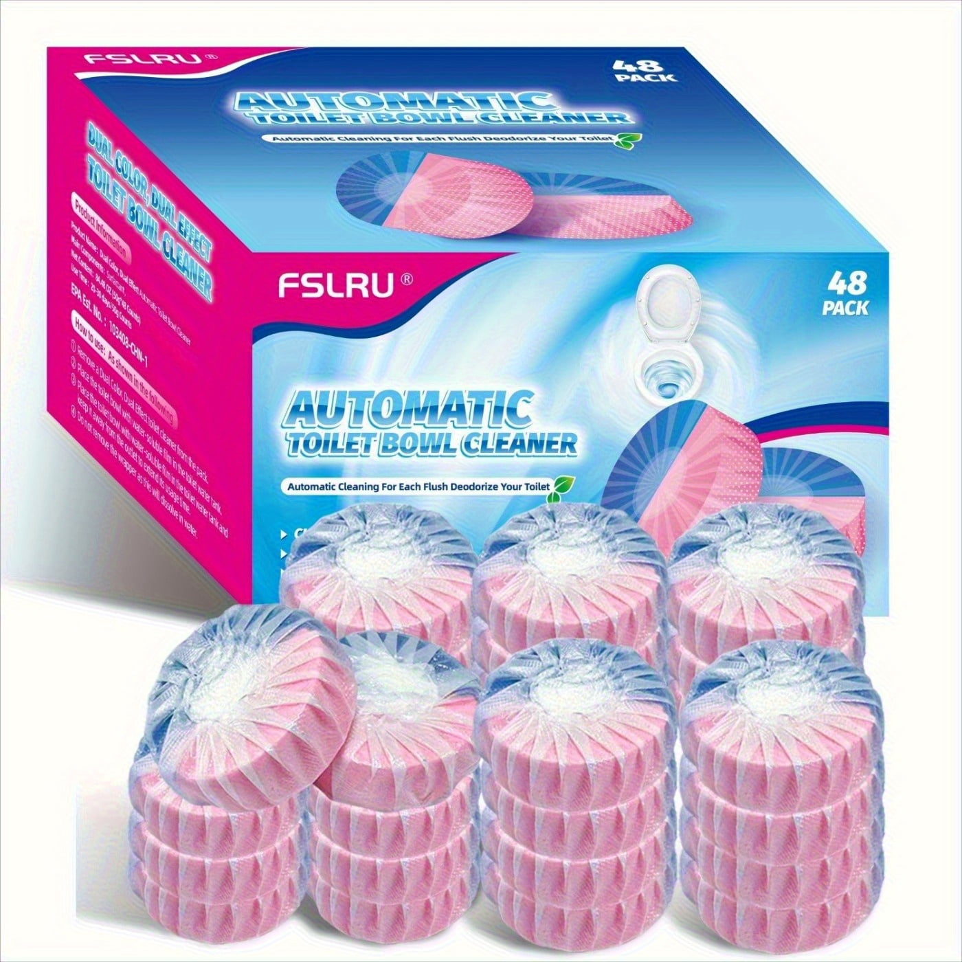 48-Count Automatic Toilet and Tank Cleaning Tablets - Slow-Release Gel ...