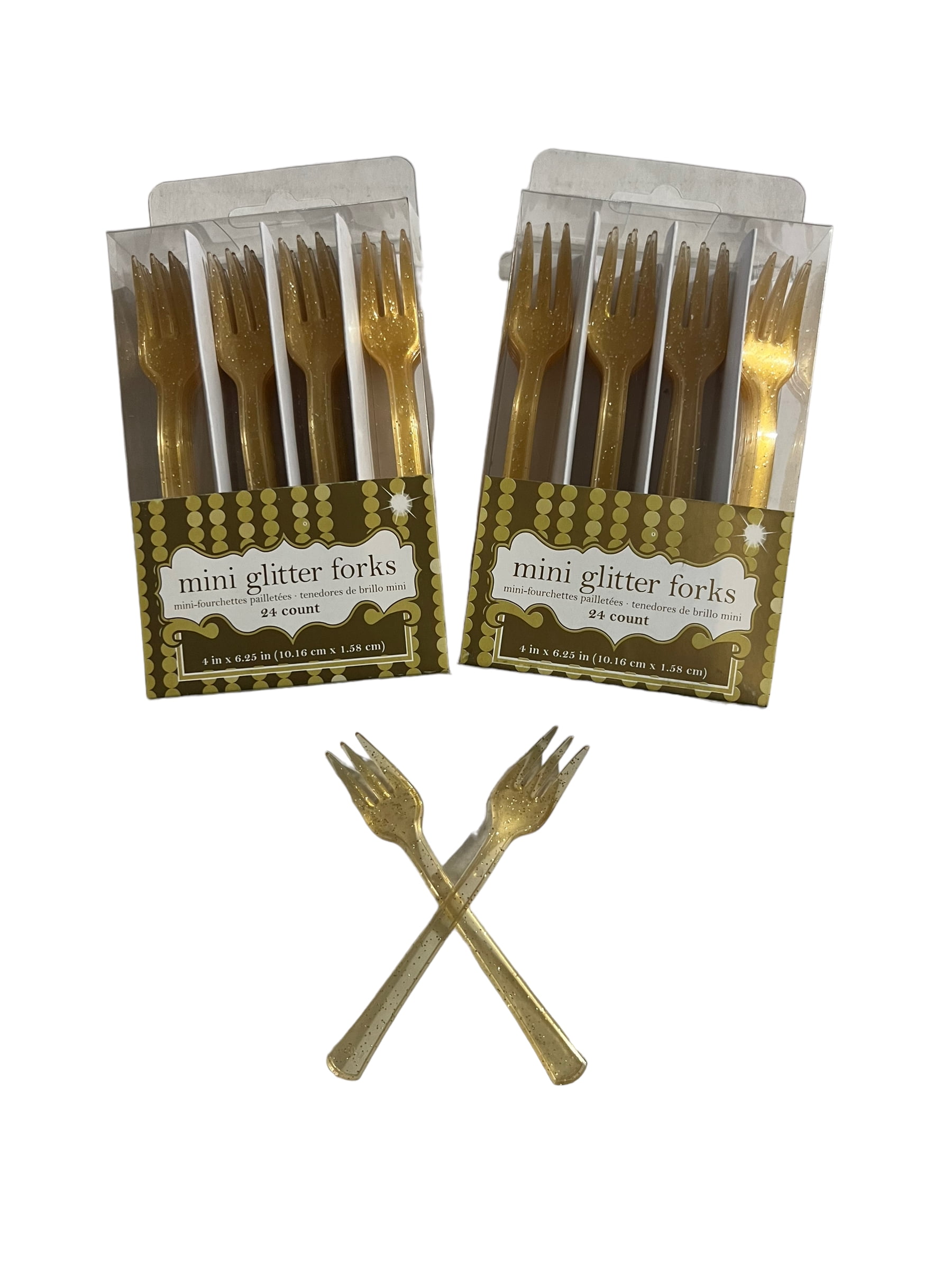 48 Count Mini Glitter Forks Glitz Gold Cocktail Forks - Walmart.com