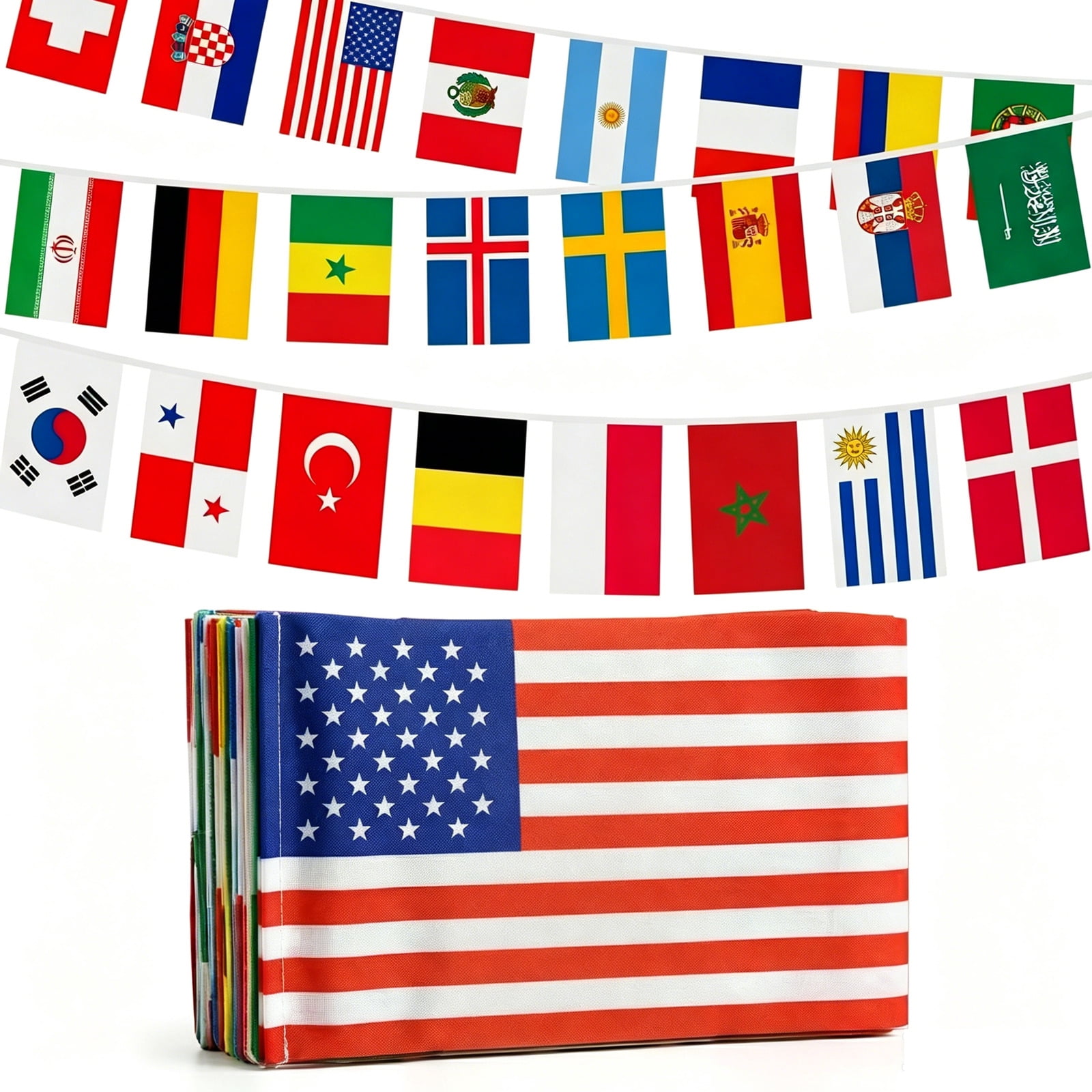 48 Countries String Flag, 60Ft International Flags Bunting Banner of ...