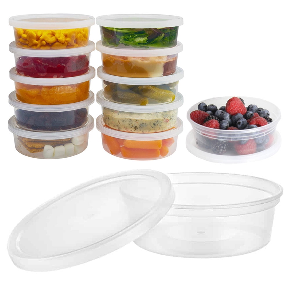 48 Ct 8oz Deli Containers w/ Lids Portion Control Meal Prep Food ...