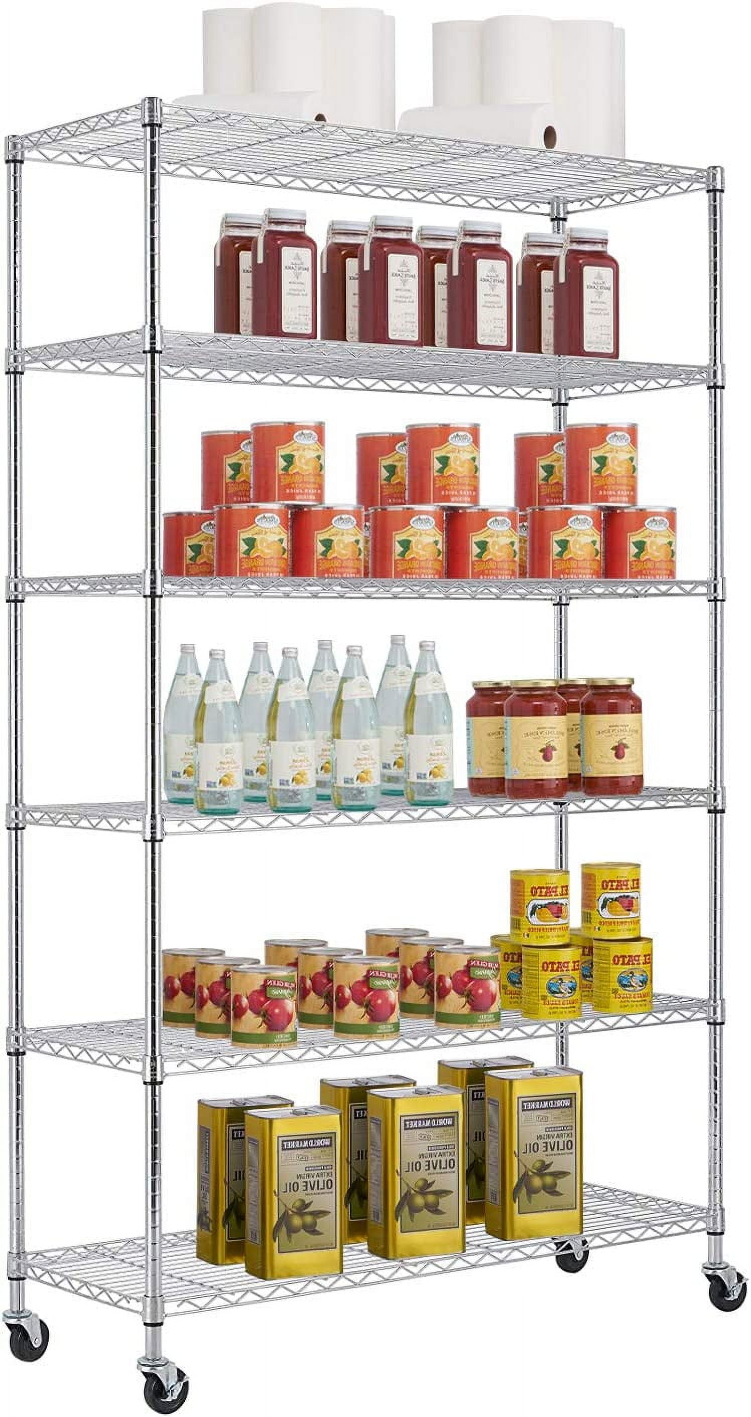 48" D×18" W×82" H Wire Shelving Unit Metal Shelf with 6 Tier Casters ...