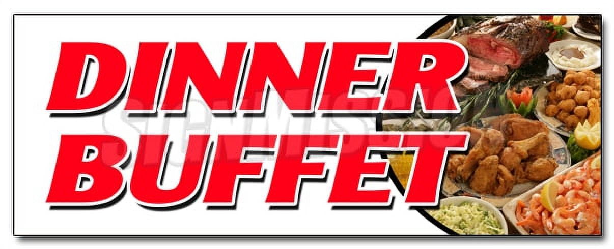 48" DINNER BUFFET DECAL sticker ayce all eat chicken beef ribs desserts ...
