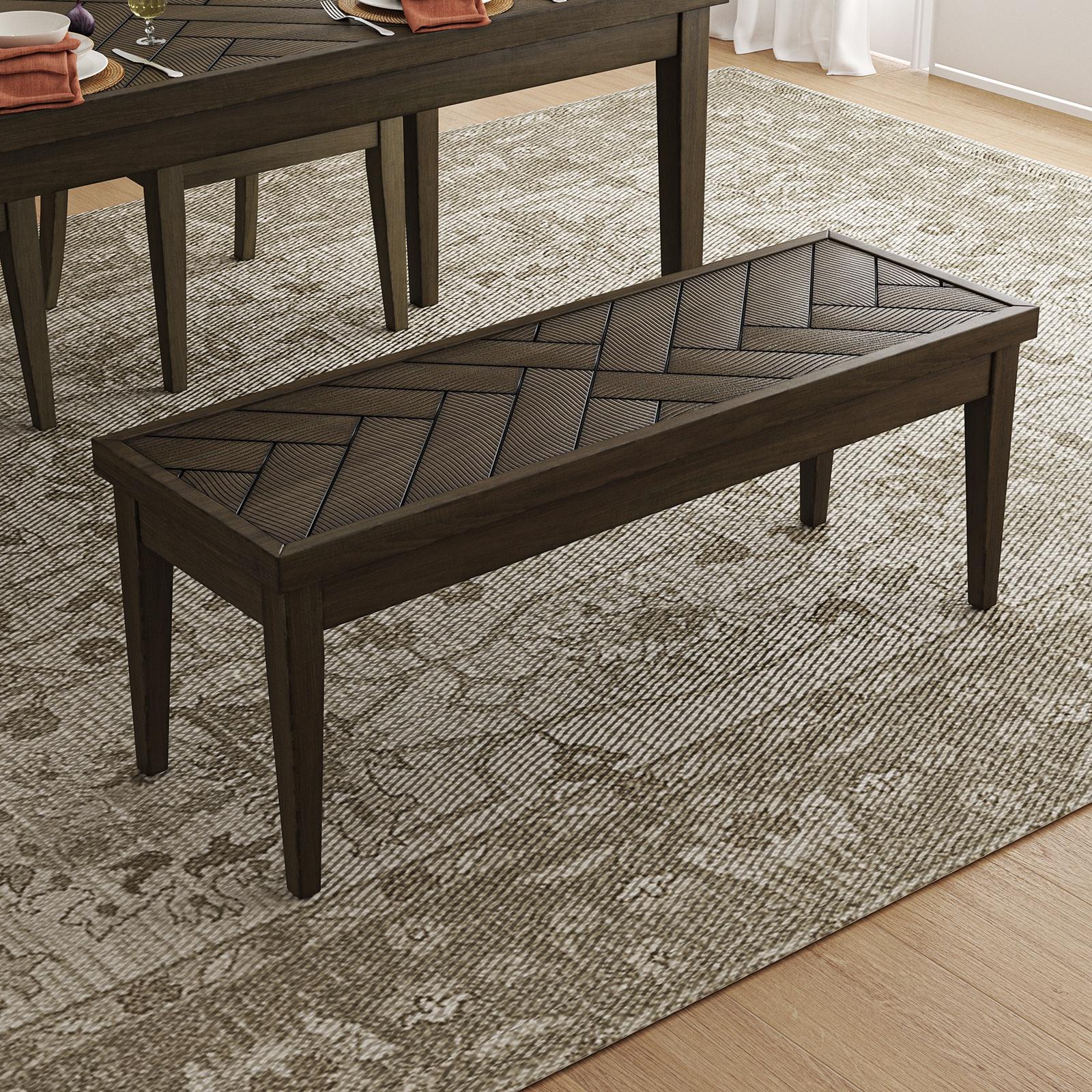 48" Dining Bench Classic with Solid Wood Legs Diagonal Grain Patterns ...