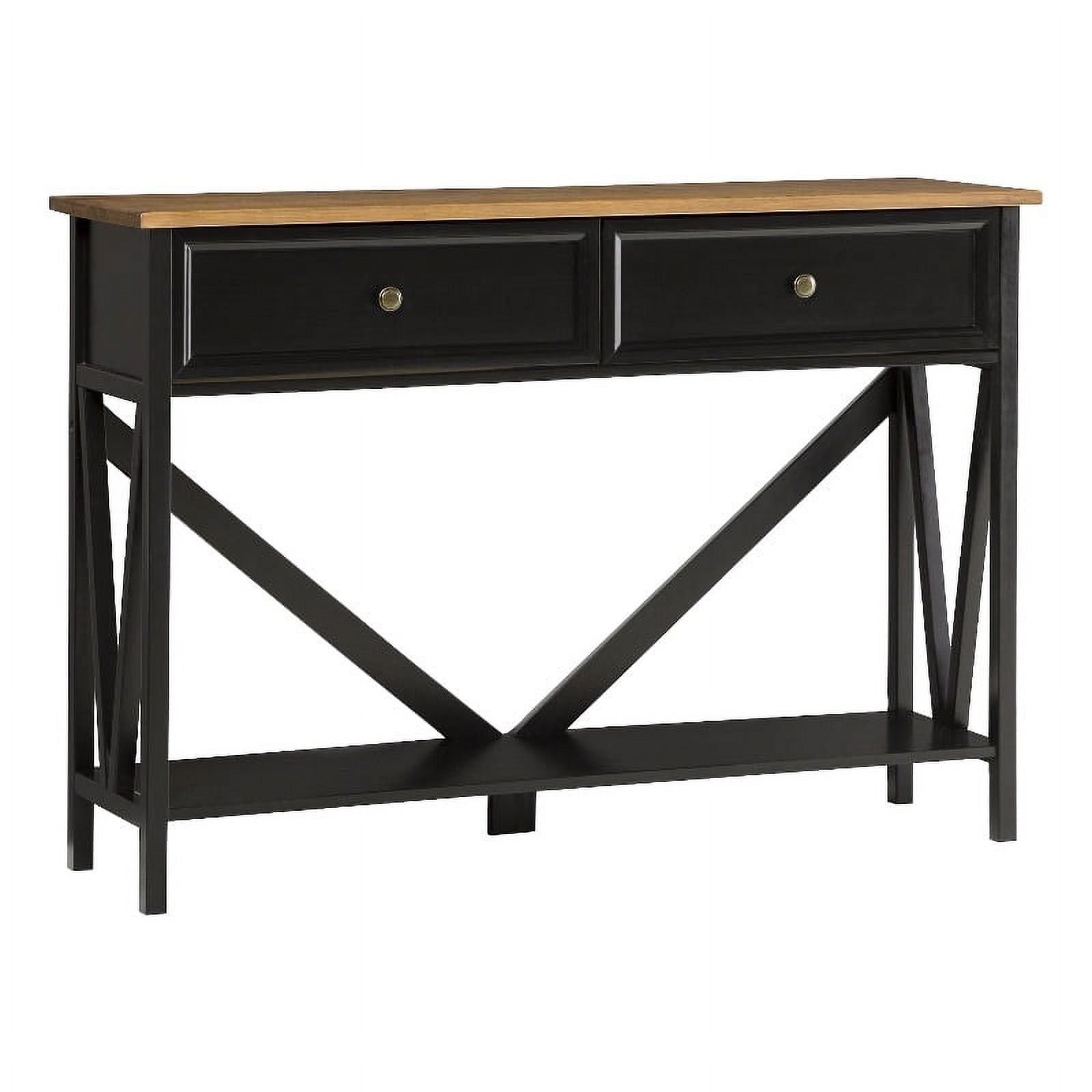 48" Distressed 2-Drawer Solid Wood Entry Table - Rustic Oak / Black ...