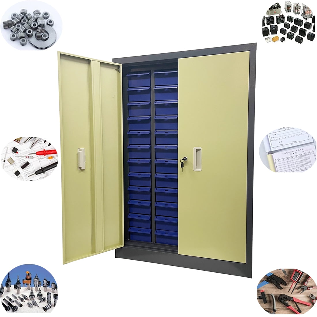 48 Drawers Parts Steel Cabinet Bolt & Nut Tool Storage Cabinet Lockable ...