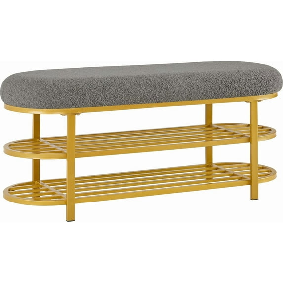 48" End of Bed Bench 3-Tier Entryway Bench for Bedroom Storage ...