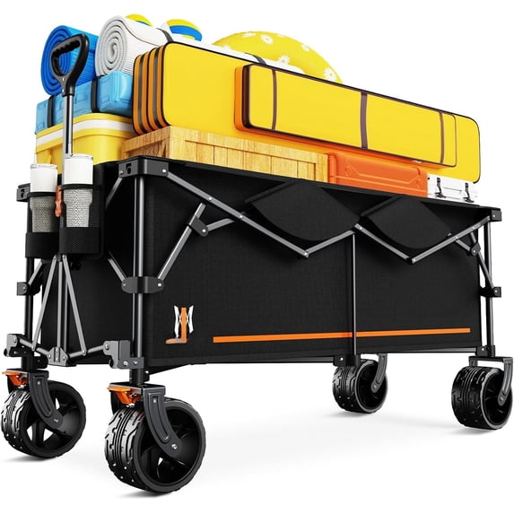 48'' Extra Long Collapsible Wagons Carts Foldable, 440Lbs Heavy Duty ...