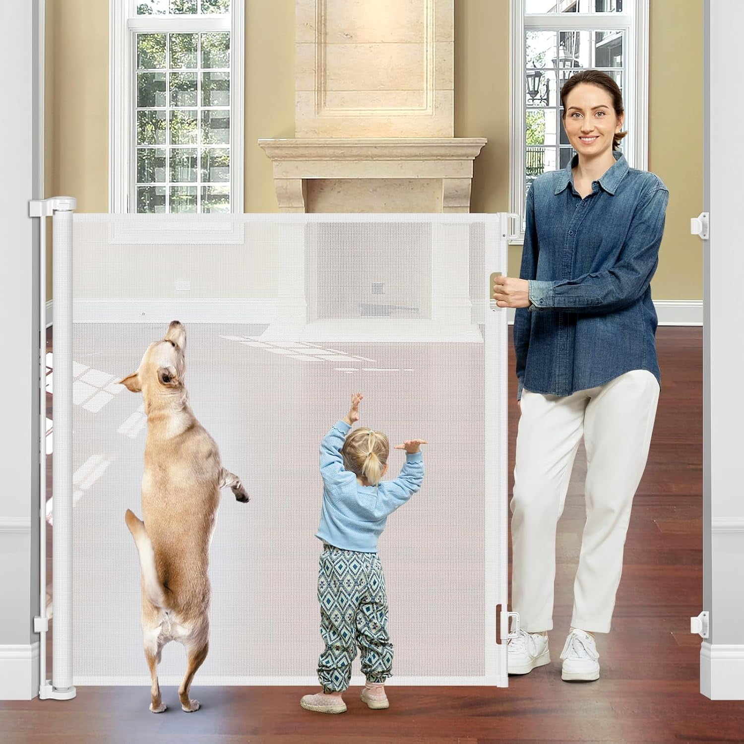 48" Extra Tall Baby Gates for Dogs Indoor 55" Wide Retractable Baby ...