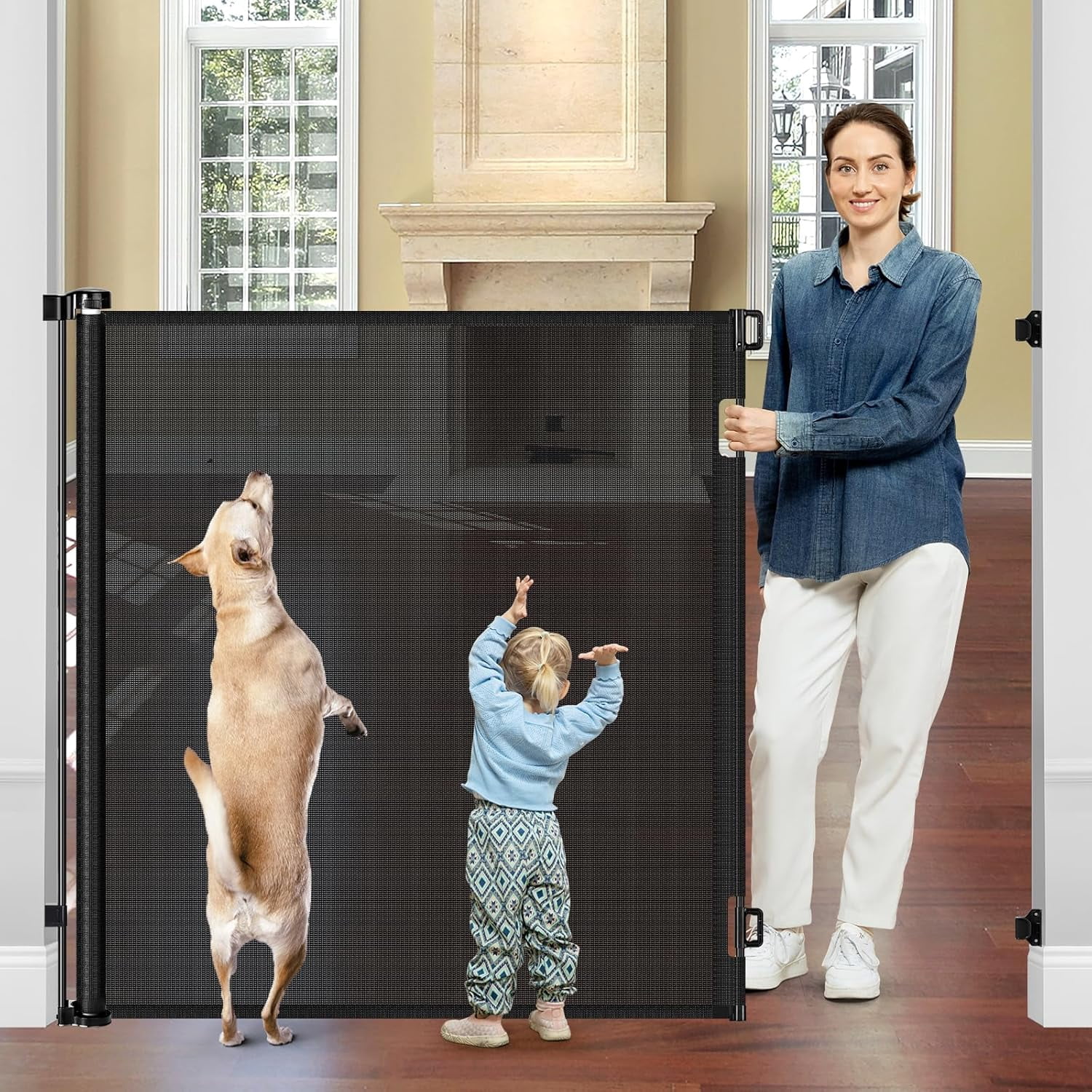 48" Extra Tall Retractable Baby Gates 55" Wide Retractable Dog Gate ...