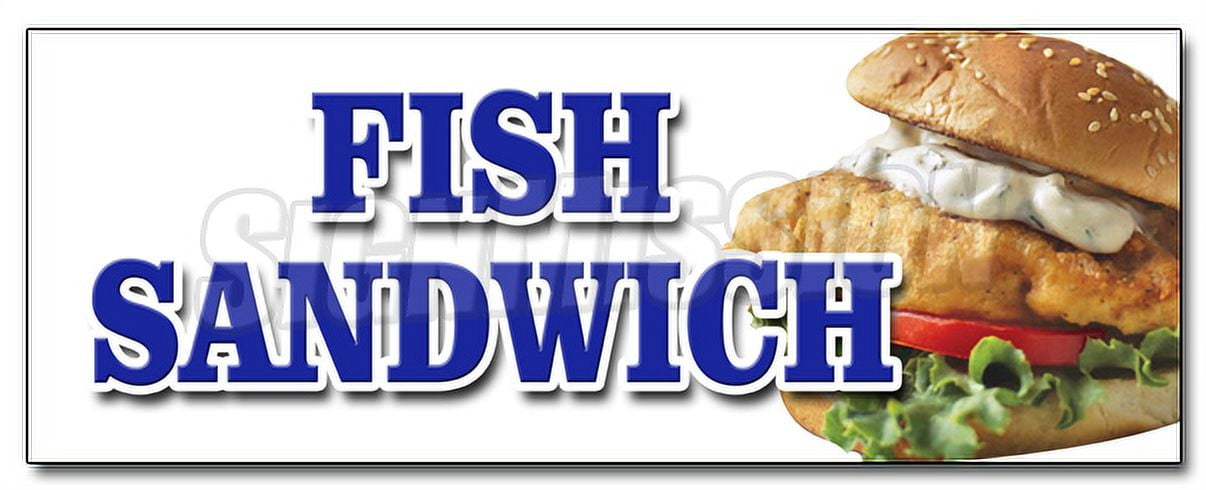 48" FISH SANDWICH DECAL sticker haddock cod fresh deep fried beer ...