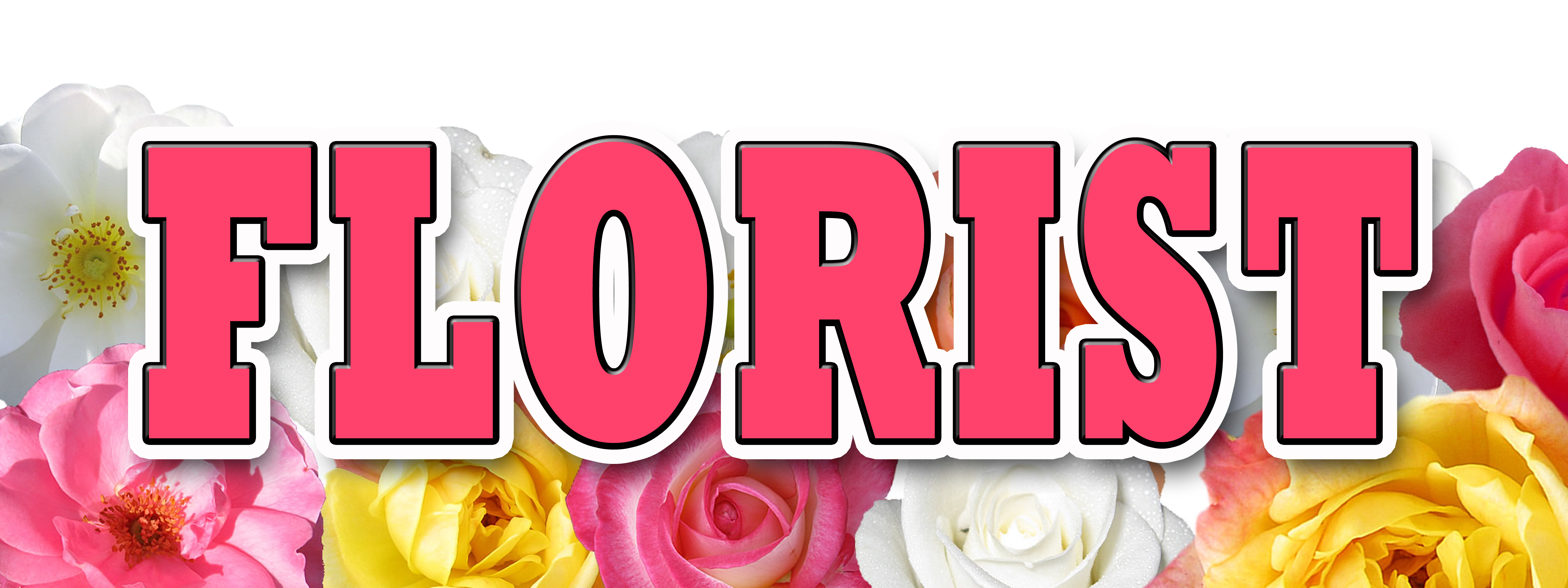 48" FLORIST DECAL sticker rose flower shop arrangements delivery fresh ...