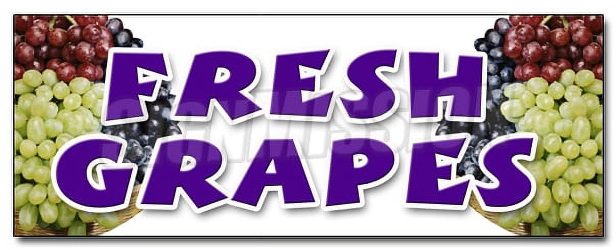 48" FRESH GRAPES DECAL sticker organic picked white purple red green ...